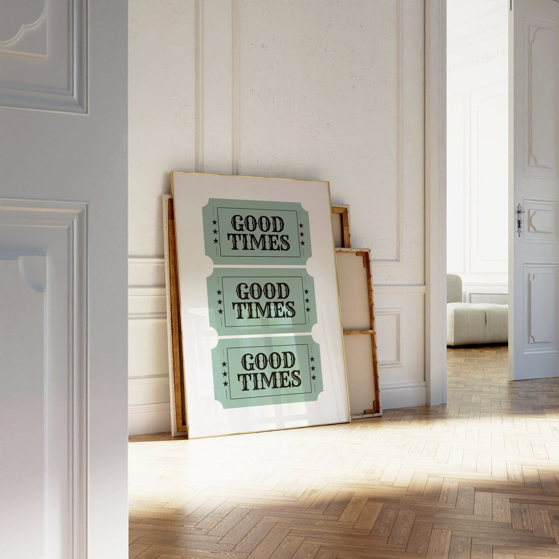 Good Times Ticket Wall Art, Green, Preppy Wall Art Print, Trendy ...