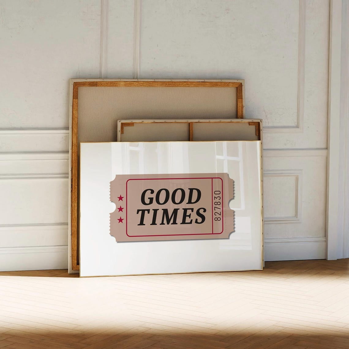 Good Times Ticket Wall Art Print, Beige Neutral Wall Art, Trendy Wall ...