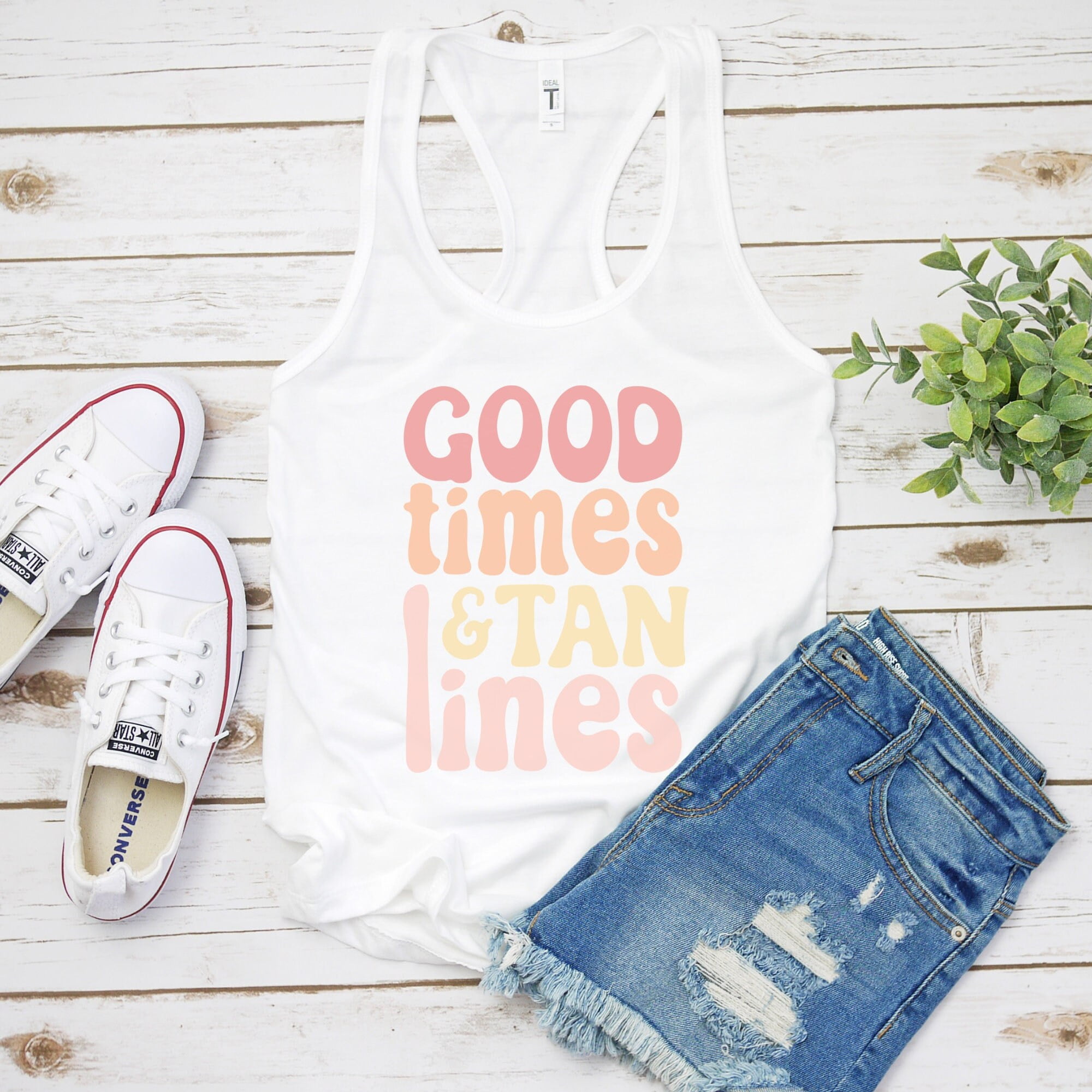 Good Times and Tan Lines Racerback Tank - Beach Tank Top - Retro Beach ...