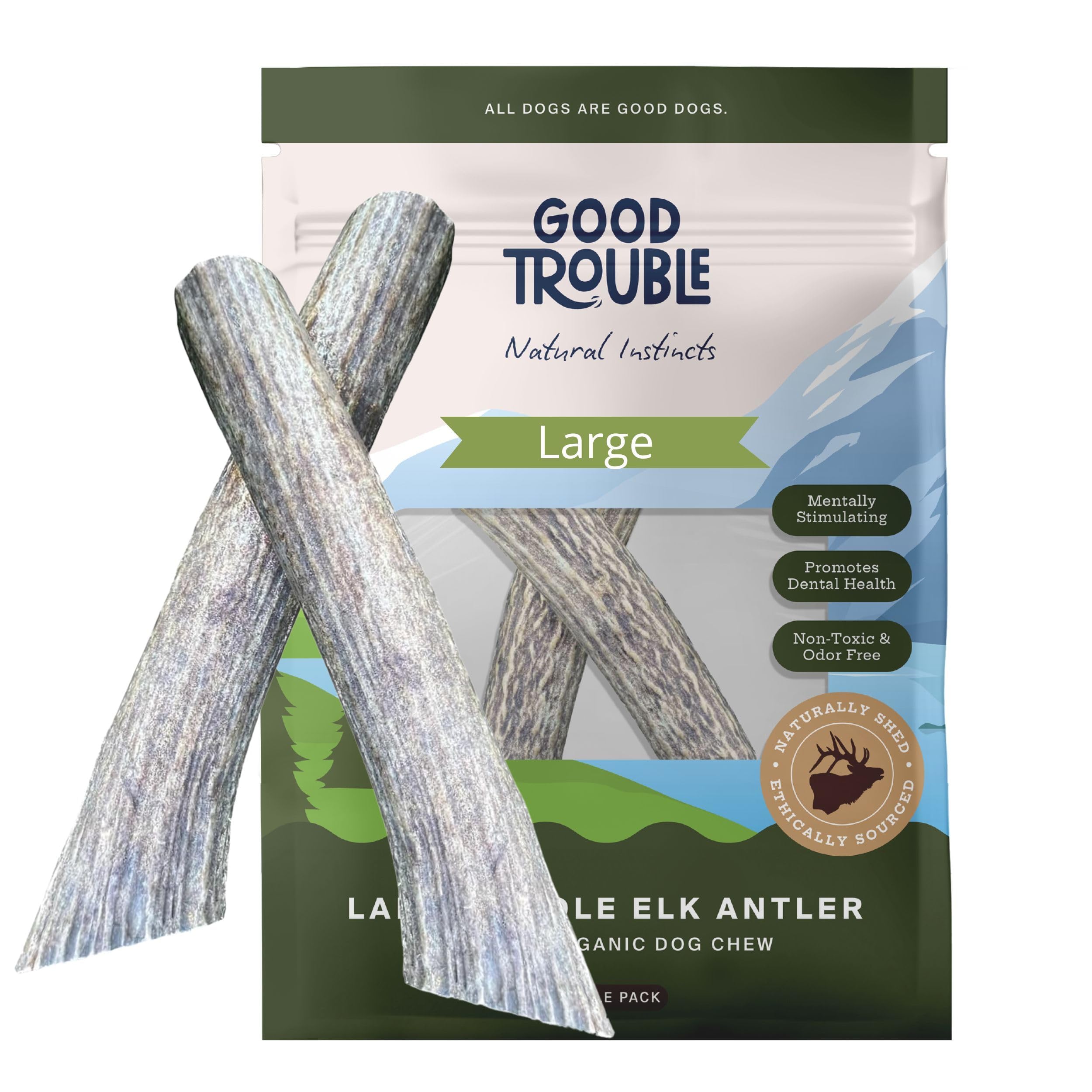 Good Trouble Pets Premium Elk Antlers for Large Dogs - All-Natural ...