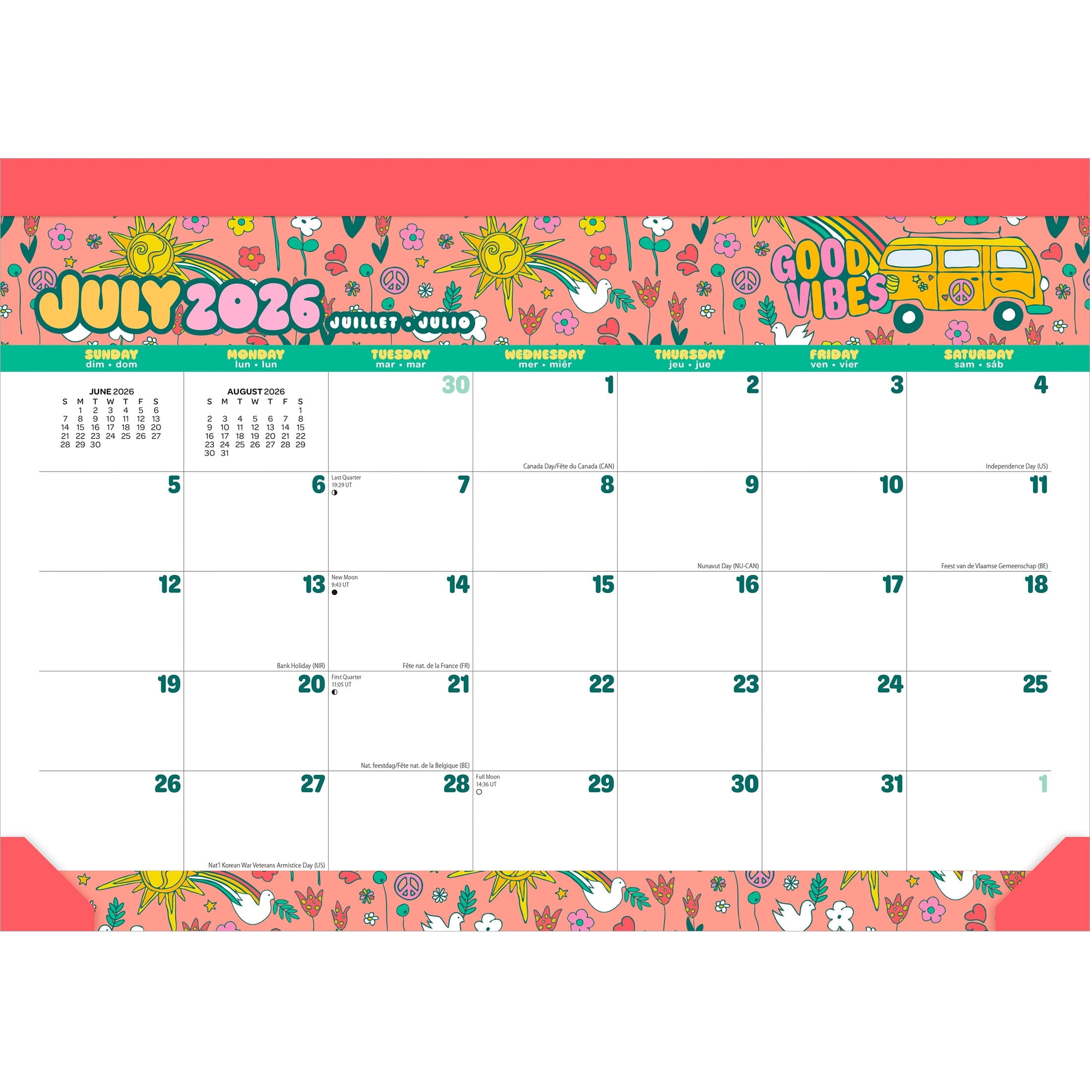 Good Vibes | 2027 14x10" 18 Months Desk Pad Calendar | July 2026 ...