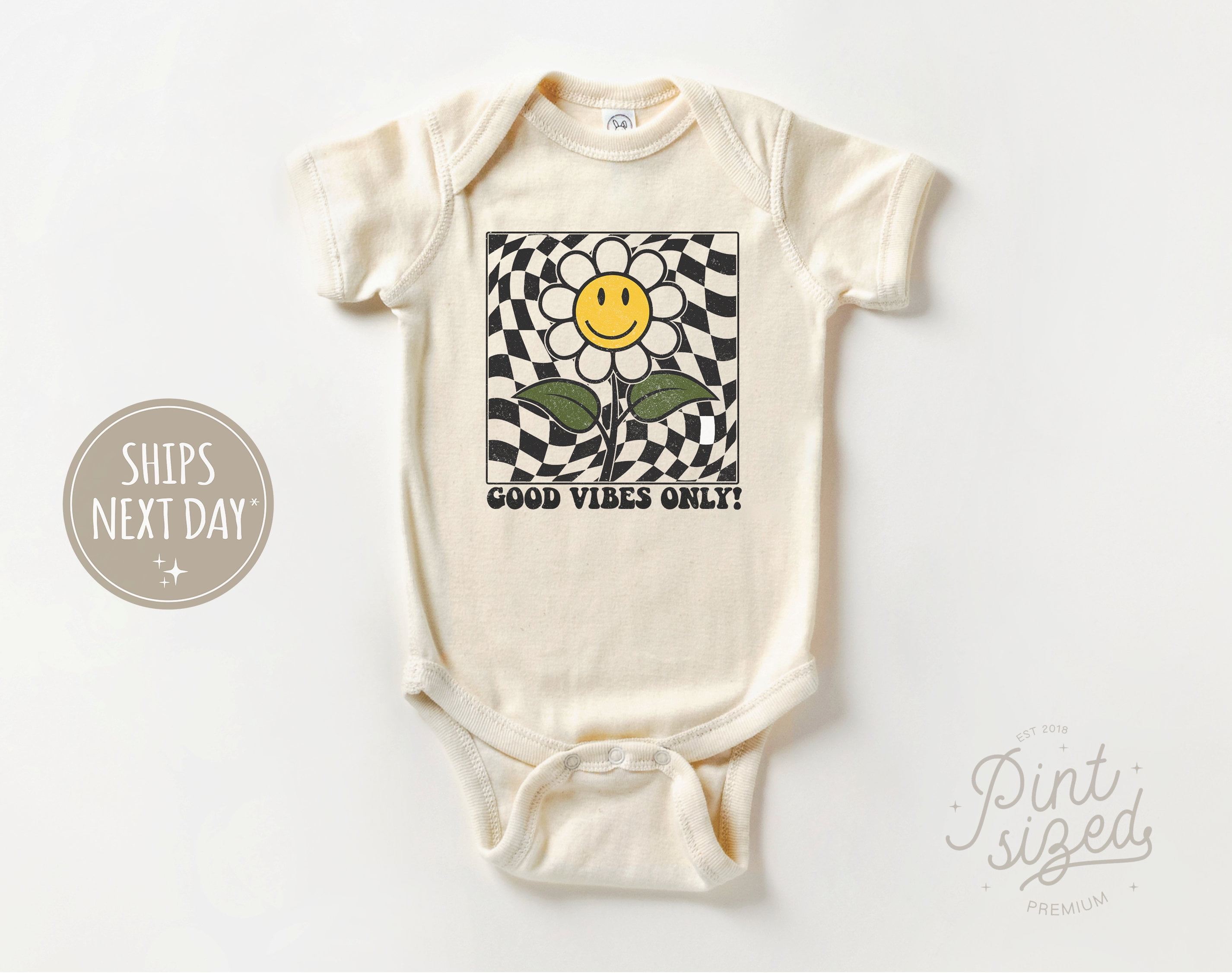 Good Vibes Baby Onesie, Retro Daisy Bodysuit, Summer Baby Onesie Cute ...
