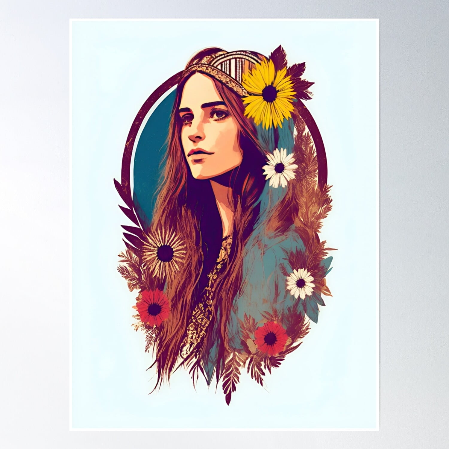 Good Vibes Boho Girl Poster Wall Art, Modern Wall Decor, 24x36 UNFRAMED ...