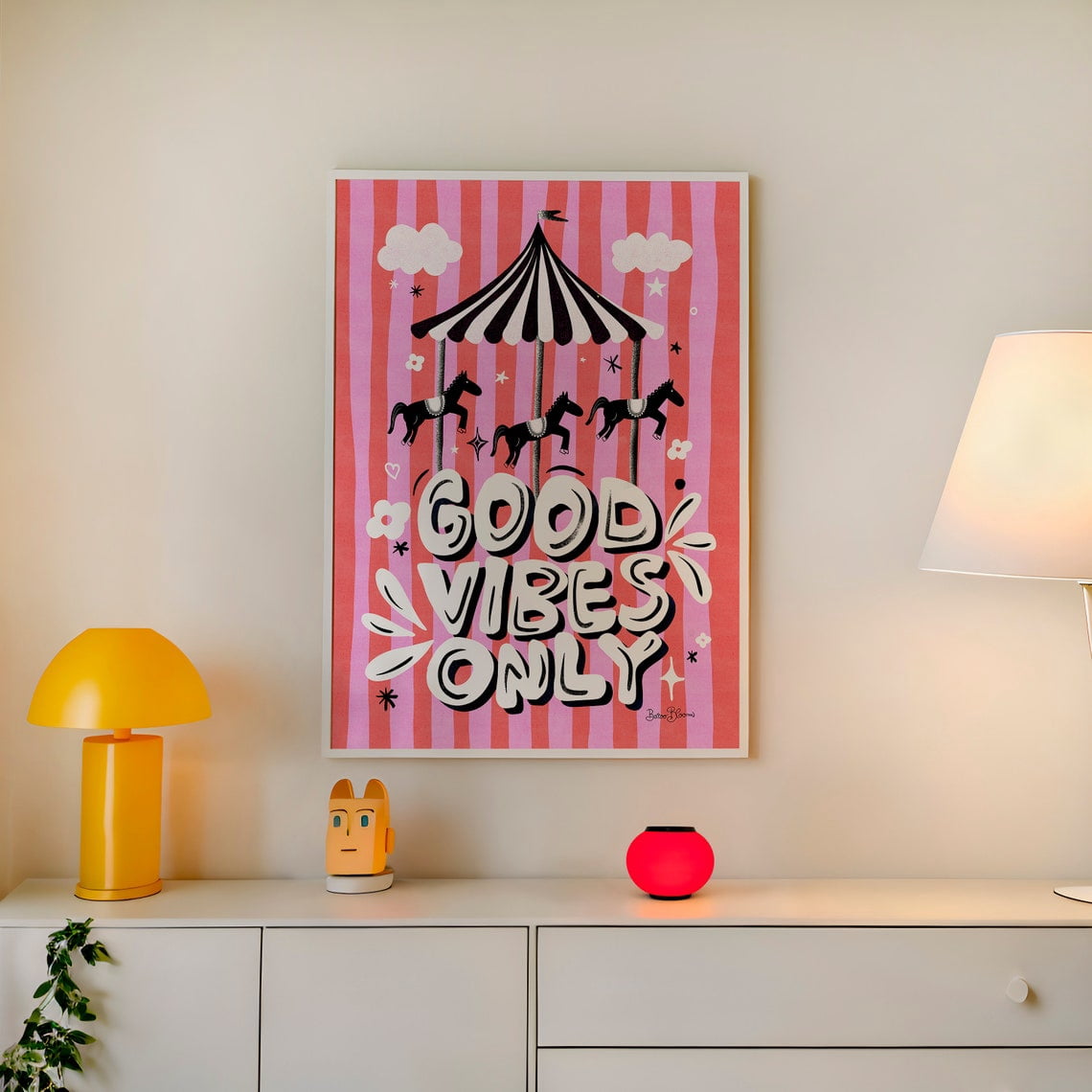 Good Vibes Only - Bright Bold Carousel Poster, Maximalist Wall Art ...