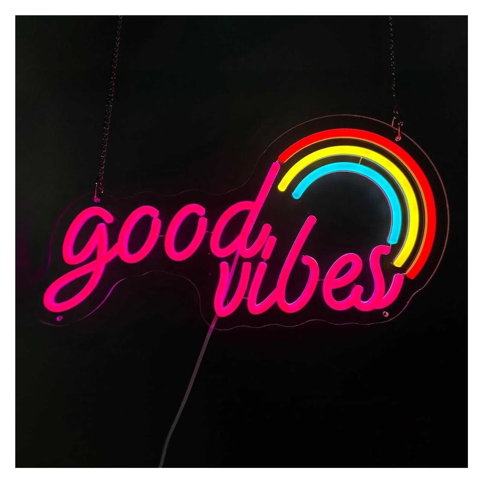 "Good Vibes" LED Neon Light Sign Dimmable Neon Sign For Living Room ...