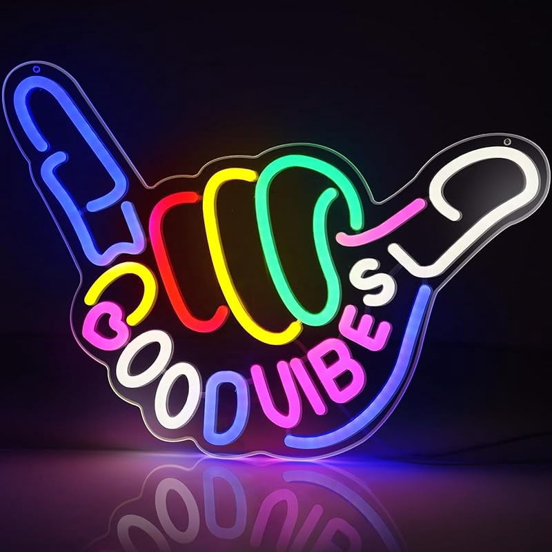 Good Vibes Neon Sign, Niubility Dimmable Good Vibes Only Neon Signs ...