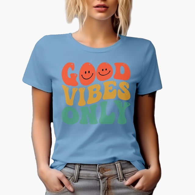 Good Vibes Only, Being Positive Quote, Groovy Retro Wavy Text Merch ...