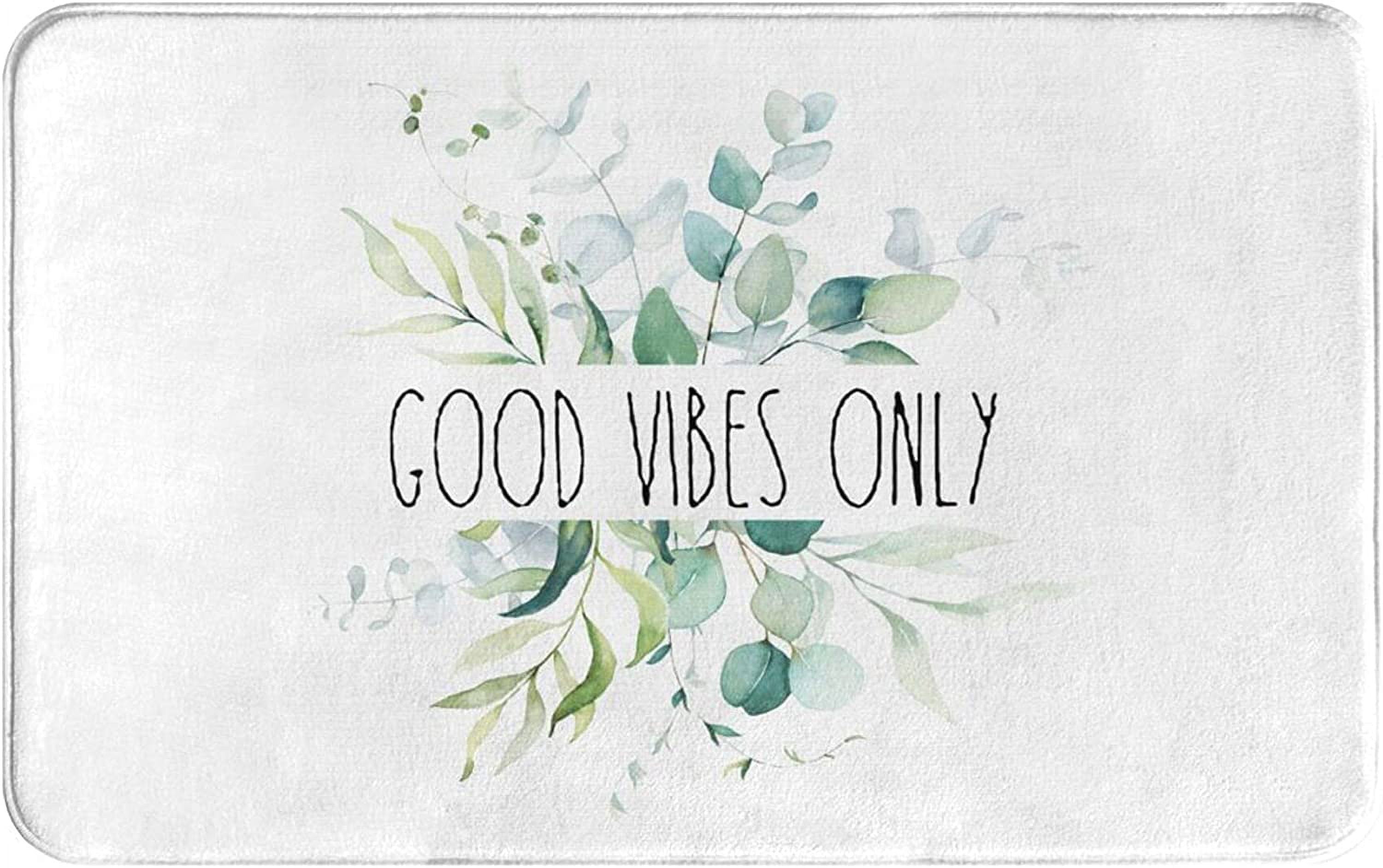 Good Vibes Only Greenery Leaf Bath Mat Eucalyptus Leaves Inspired Non ...
