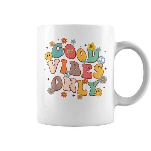Good Vibes Only Peace Sign Love 60S 70S Retro Groovy Hippie Coffee Mugs ...