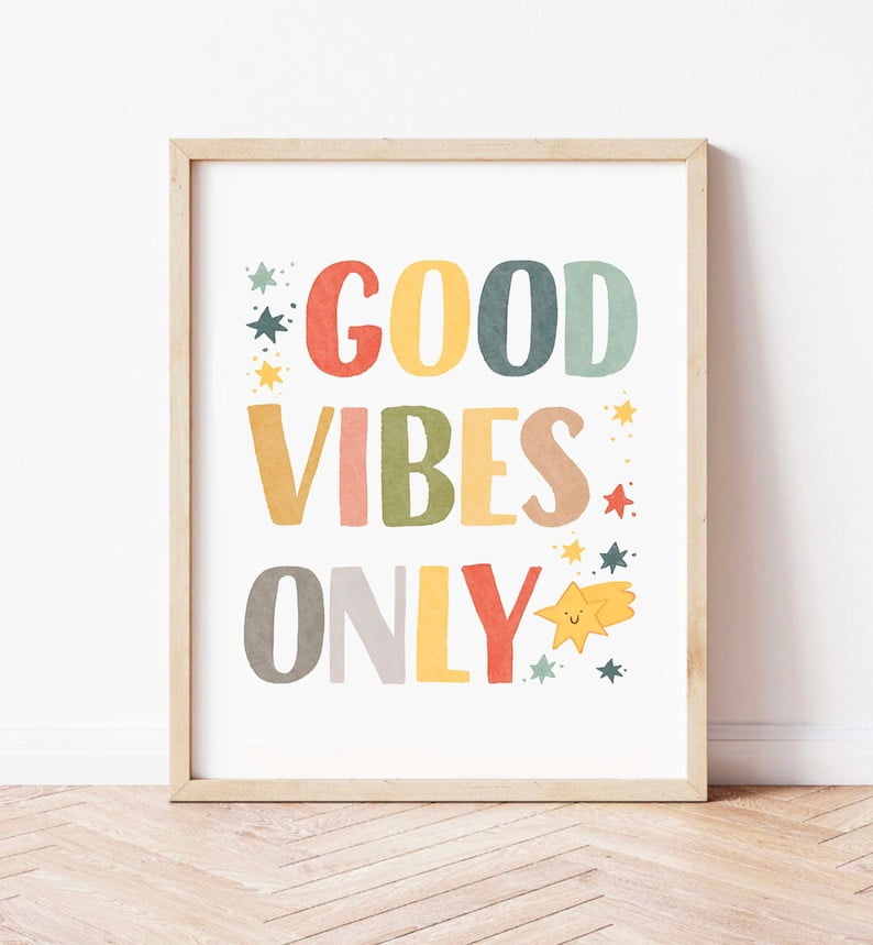 Good Vibes Only Poster Calming Wall Art Positive Thinking Classroom ...
