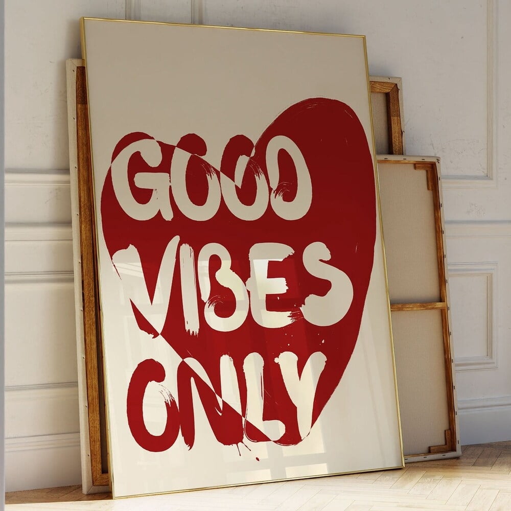 Good Vibes Only Print, Positive Print Wall Art, Dorm Wall Art, Preppy ...