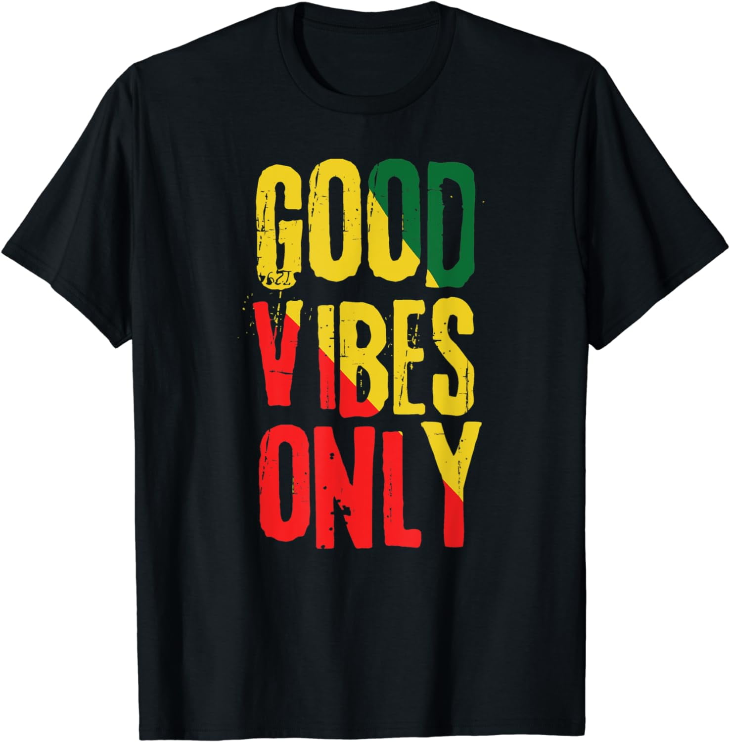 Good Vibes Only Retro Rasta Reggae & Jamaica T-Shirt - Walmart.com