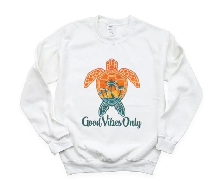 Good Vibes Only Sea Turtle Sunset Design Happy Positive Cute Sweet ...