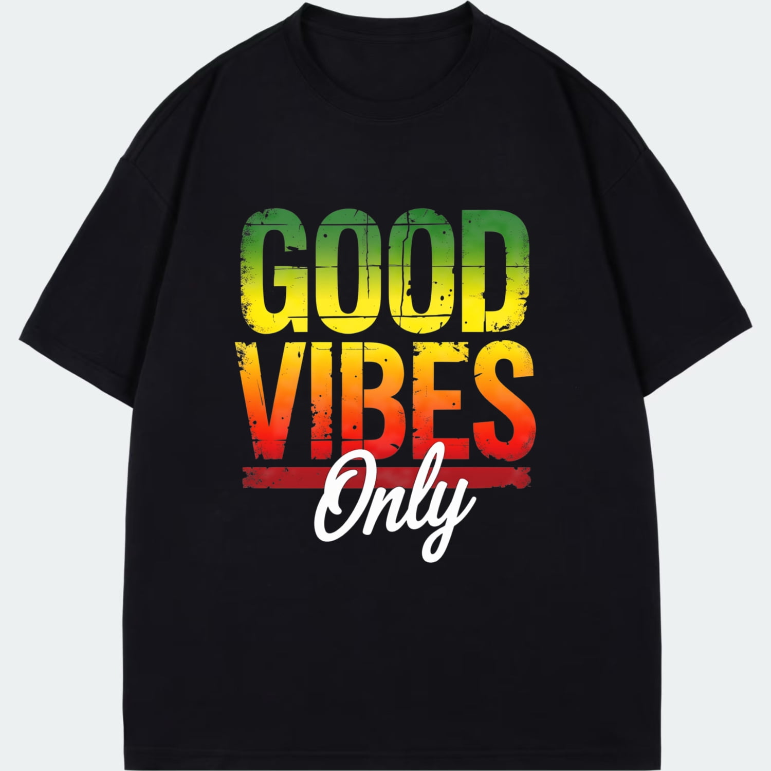 Good Vibes Only T Shirt Black Rainbow Text Design For Casual Wear And ...