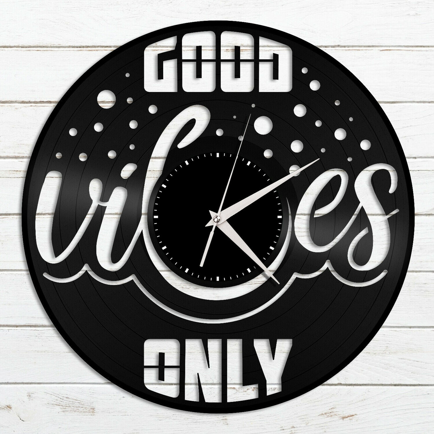 Good Vibes Only Vinyl Wall Clock Unique Gift for Friends Home Room ...
