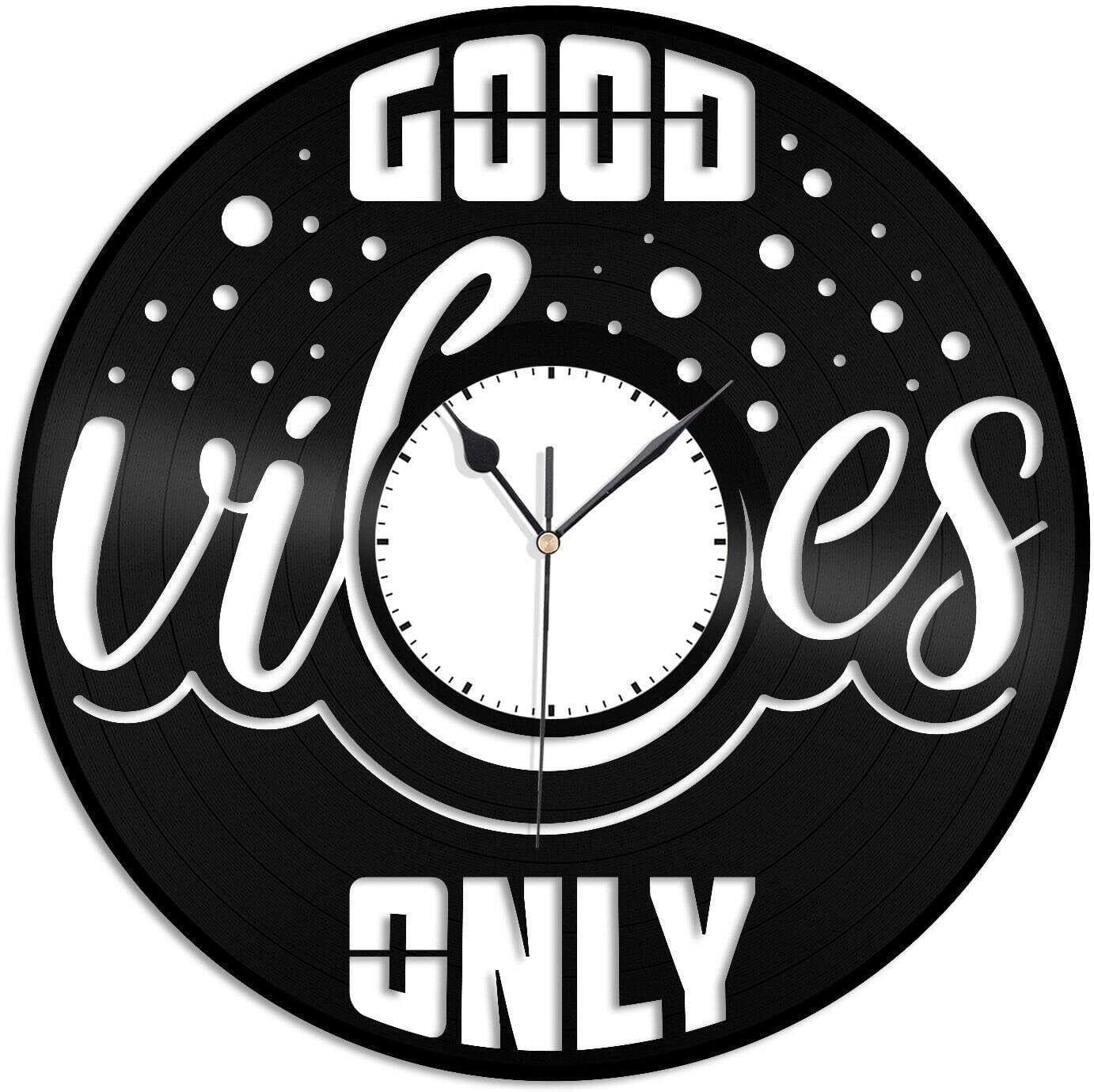 Good Vibes Only Vinyl Wall Clock,Vinyl Record Clock Wall Art Unique ...