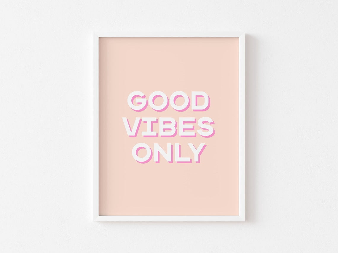 Good Vibes Only Poster, Pastel Poster Pink, Bedroom Posters, Poster ...