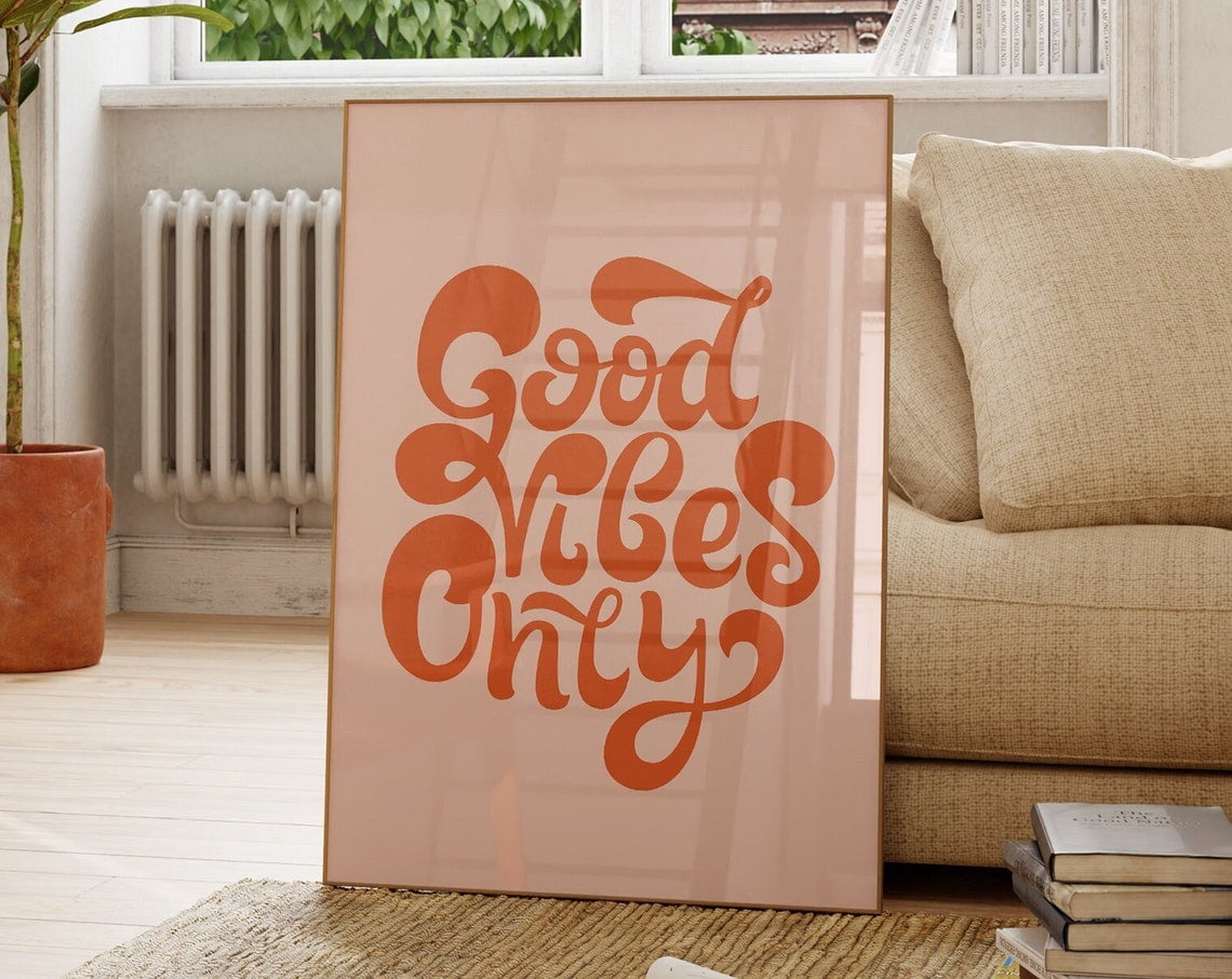 Good Vibes Poster Retro Wall Decor Quote Wall Print Good Vibes Poster ...