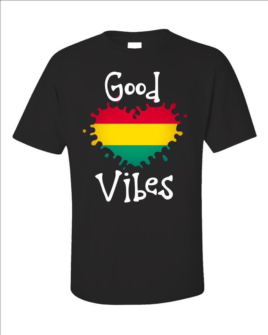 Good Vibes Shirt in Jamaican Flag Colors, Reggae Tee, Rasta Clothing ...