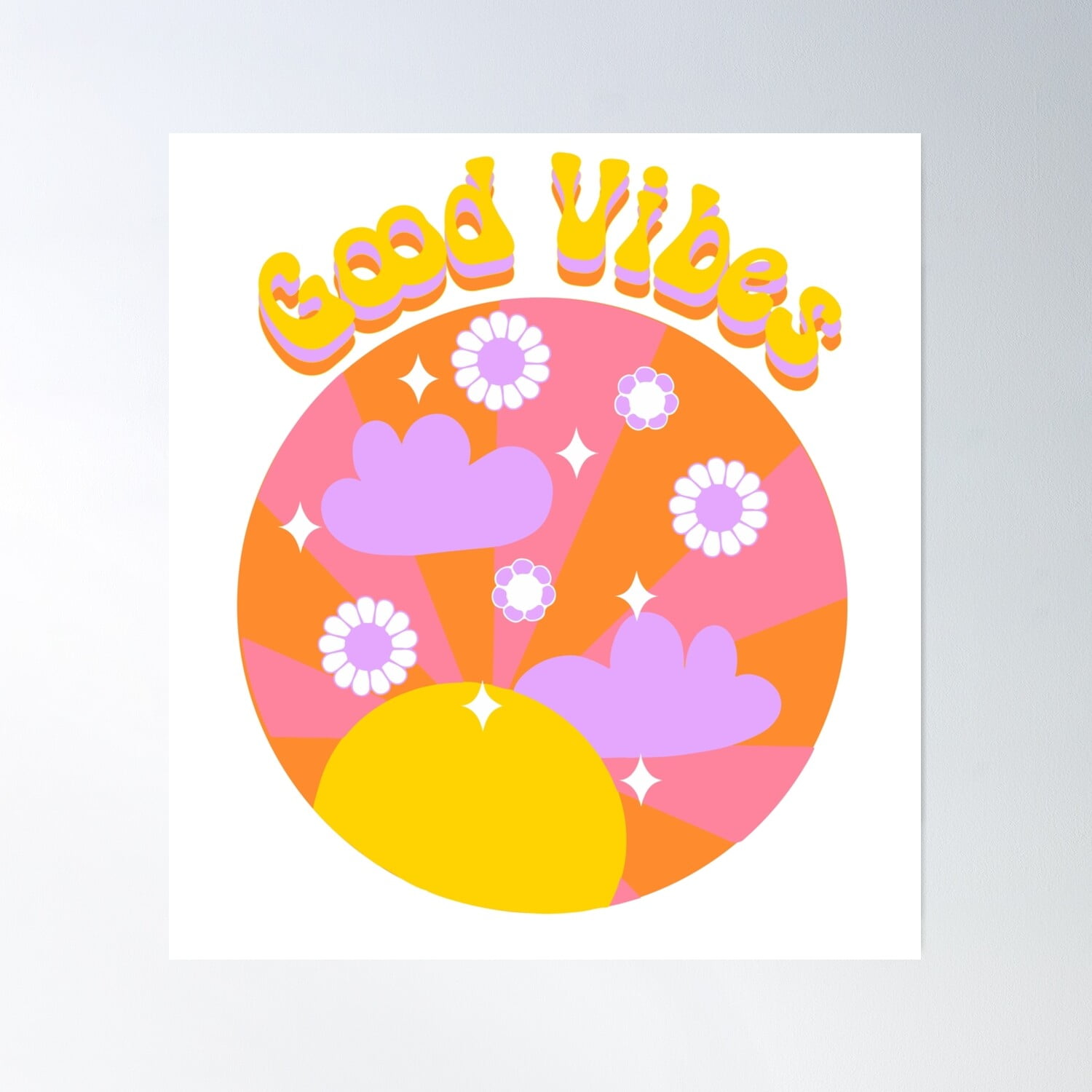 Good Vibes - Sunset Poster Wall Art, Modern Wall Decor, 24x36 UNFRAMED ...