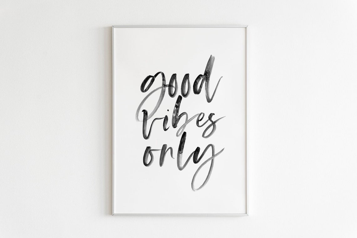 Good Vibes Only Wall Art,Black Print,Caligraphy Print,Boho Print ...