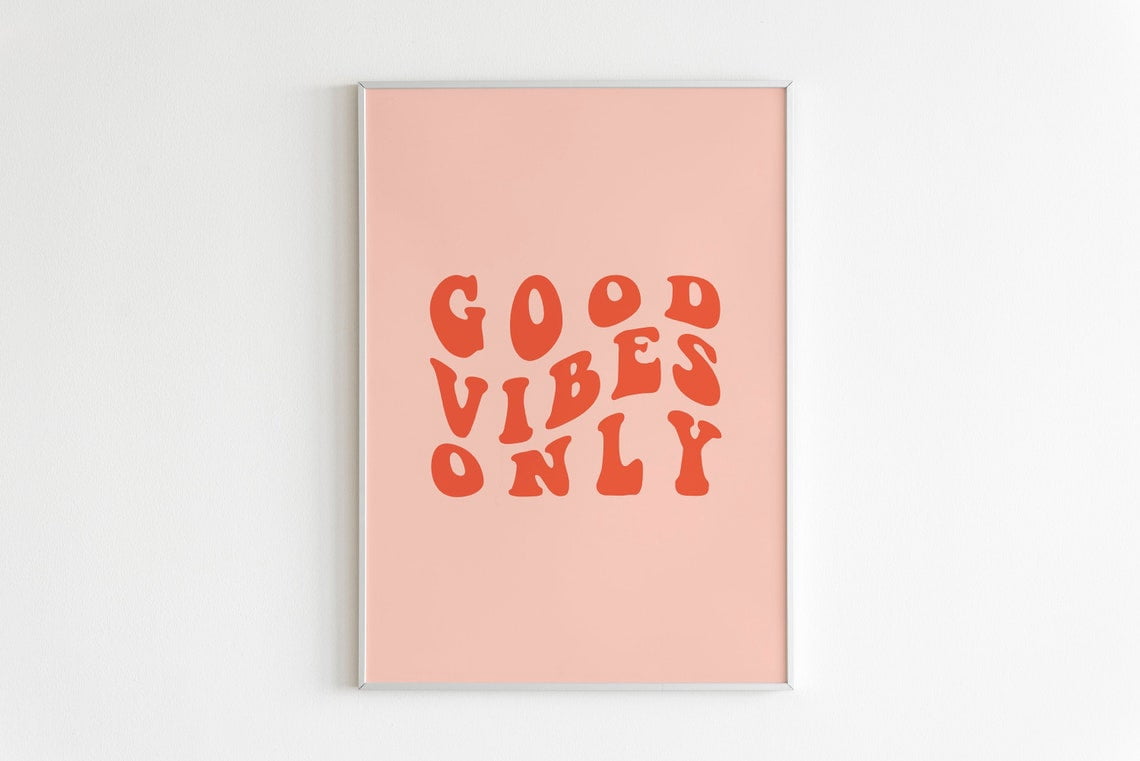 Good Vibes Only Wall Art, Hippie Poster,Hippie Home Decor,70S Retro ...