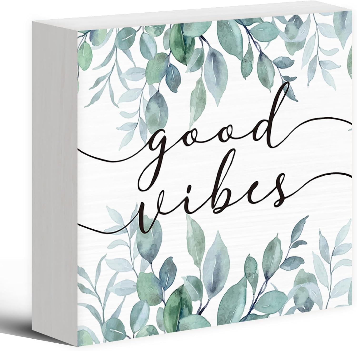 Good Vibes Wood Box Sign Desk Decor, Boho Vibes Room Home Office Decor ...