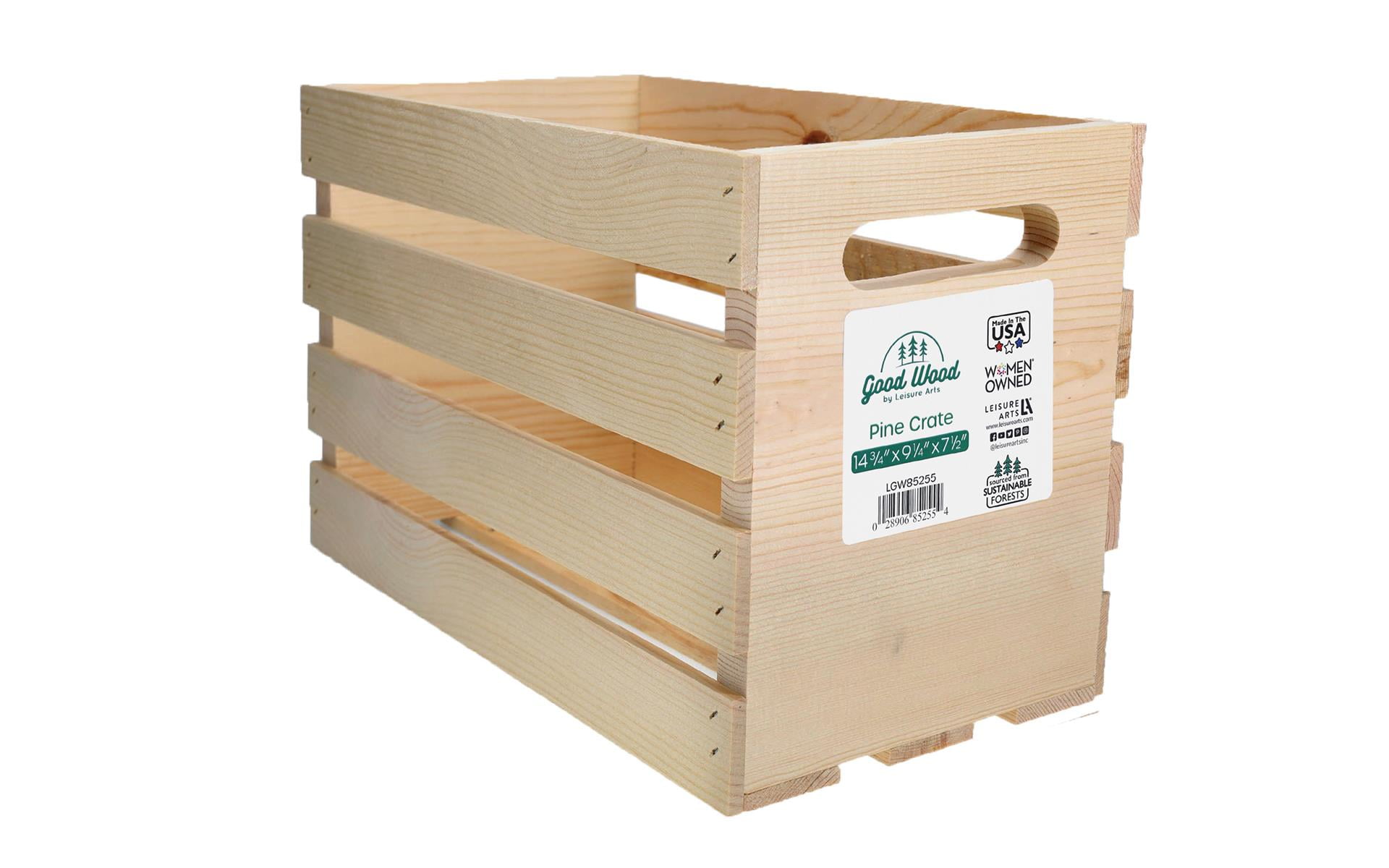 Good Wood By Leisure Arts Wooden Crate, Wood Crate Unfinished, Crates ...