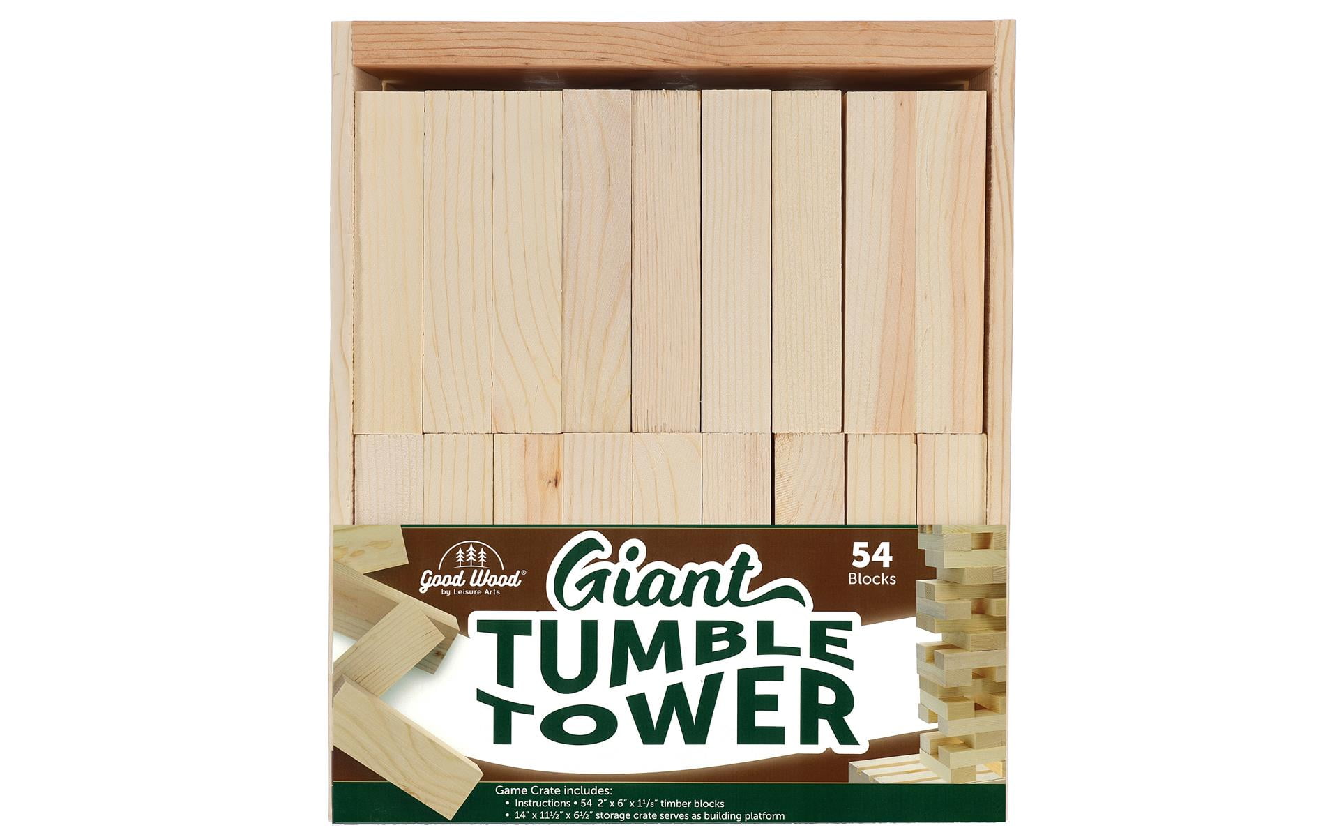 Good Wood By Leisure Arts Good Wood Giant Tumble Tower W/Crate 54Pc ...