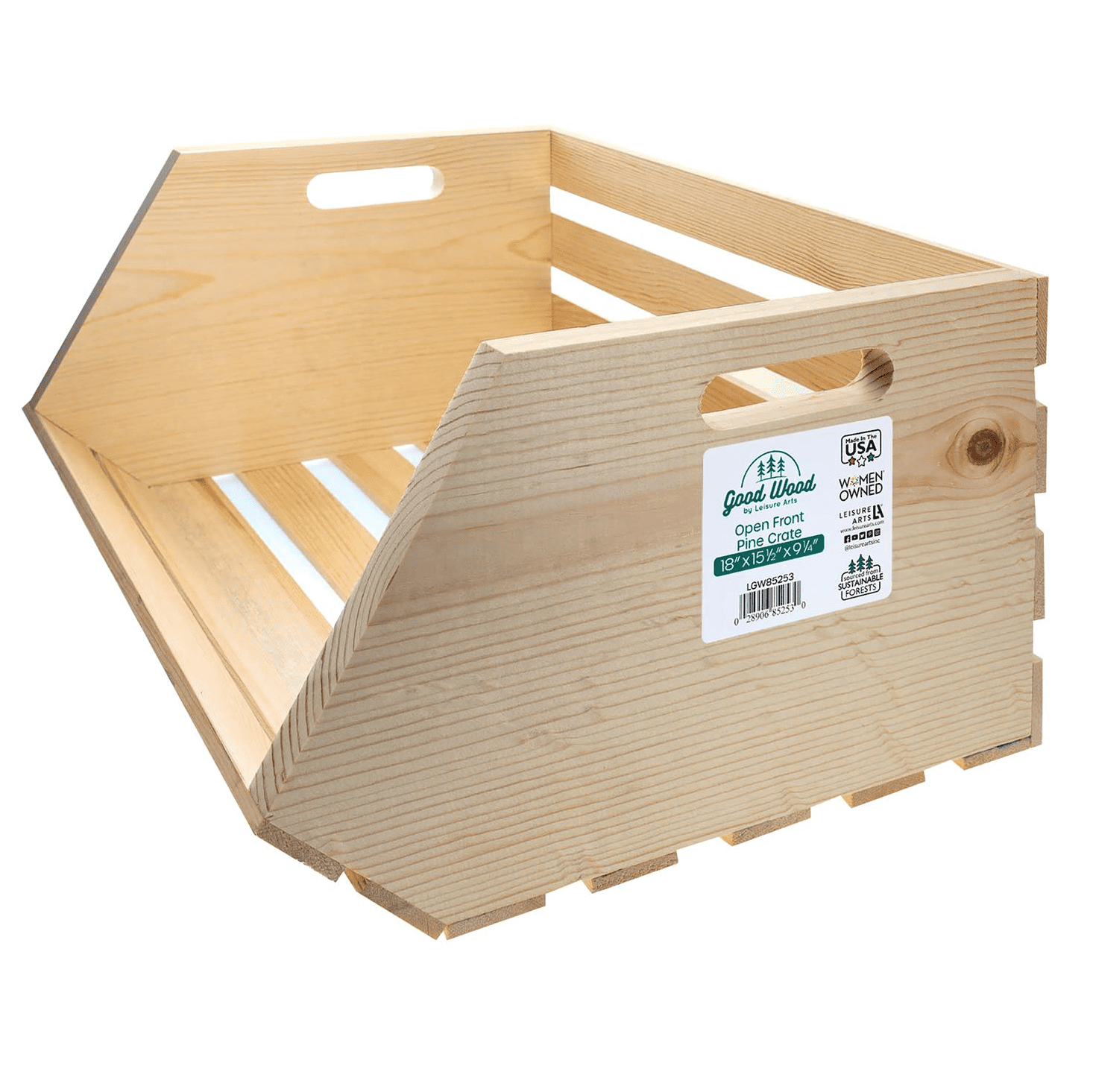 Good Wood By Leisure Arts Wooden Open Front Crate, Wood Crate ...