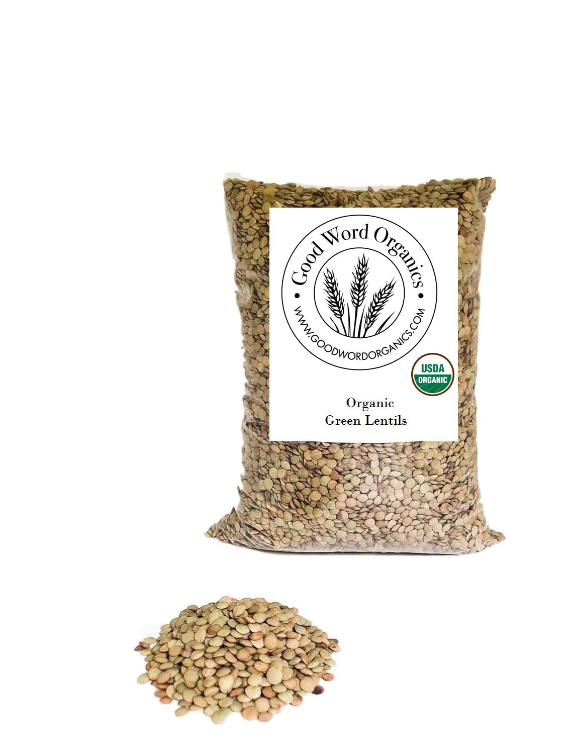 Good Word Organics Green Lentils Raw Dried Certified Organic Non-GMO ...