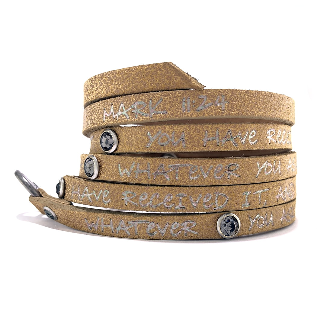 Good Works Mark 11:24 Leather Wrap Around Bible Verse Bracelet with ...