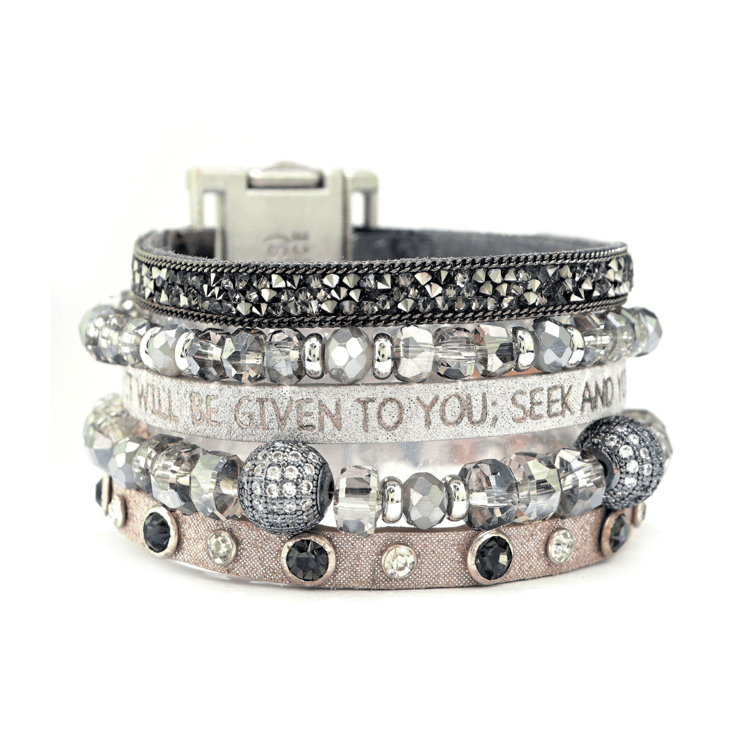 Good Works Matthew 7:7 Leather Magnetic Bible Verse Cuff Bracelet ...