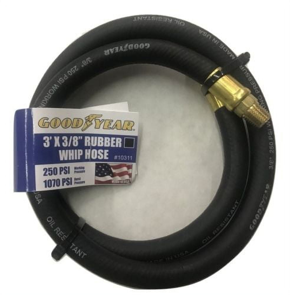 Good Year 3' ft Air Compressor Whip Hose 3/8" 250PSI USA 10311 Black ...