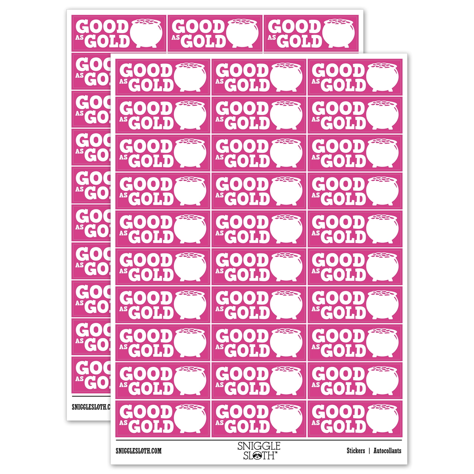 Good as Gold Pot of Gold Teacher Student School Sticker Set - Hot Pink ...