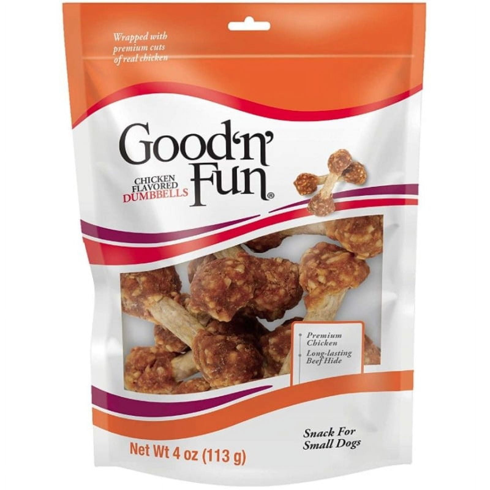 Good'n'Fun Chicken Dumbbells 4 oz - Premium Cuts, Real Chicken, Long-lasting, for Small Dogs ...