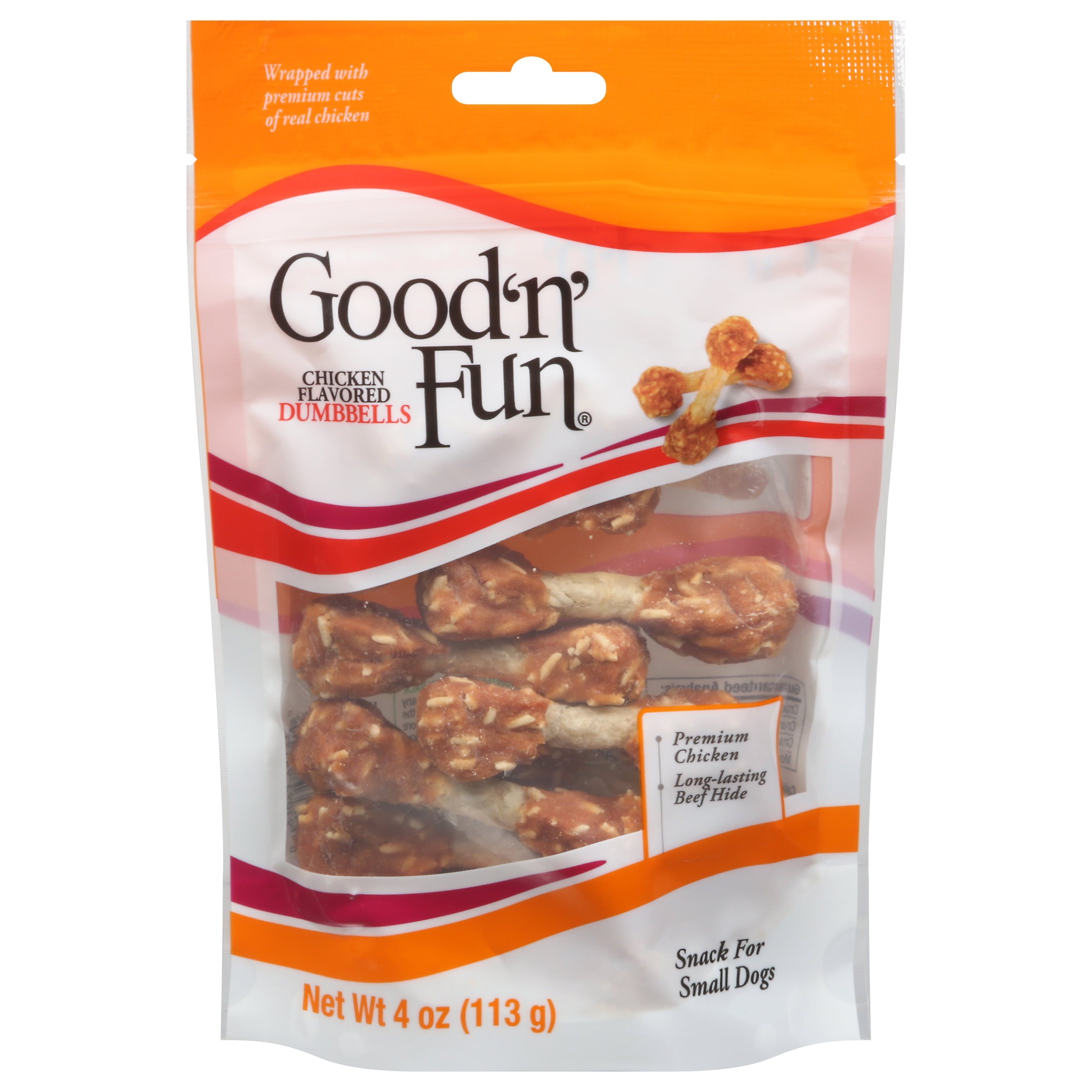 Good'n'Fun Chicken Dumbbells 4 oz - Premium Cuts, Real Chicken, Long ...