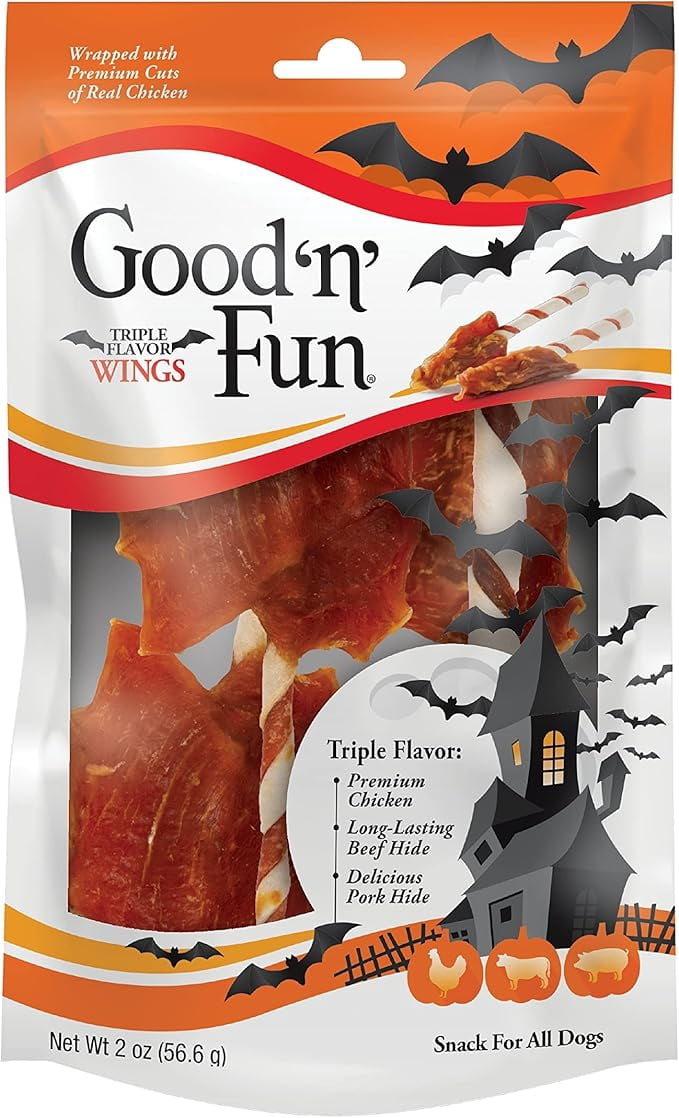 Good 'n' Fun Good'n'Fun Triple Flavor Wings 2 Ounces, Halloween Rawhide ...