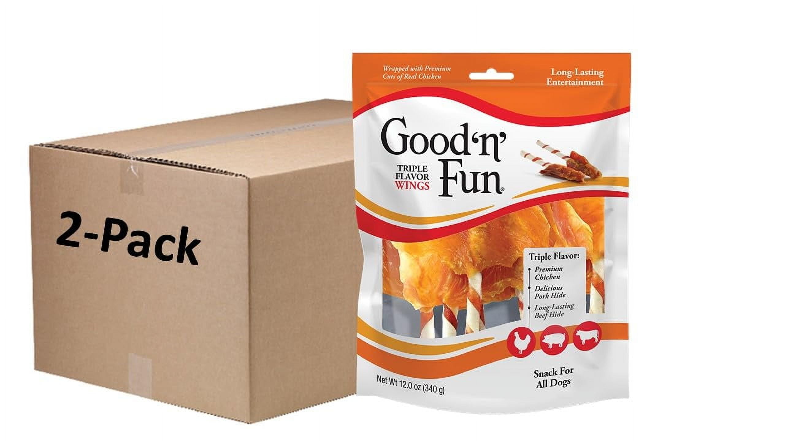 Good ‘n’ Fun Triple DPF11 Flavor Wings Chews for All Dogs, 12 Ounces ...