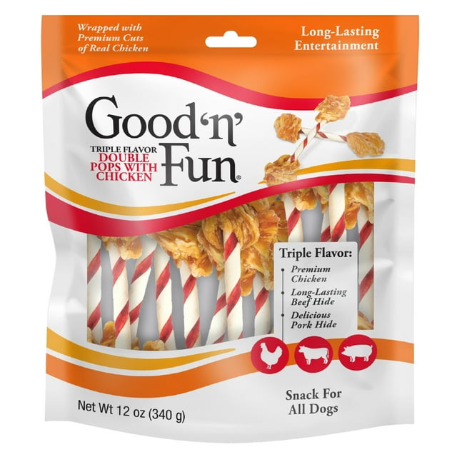 Good ’n’ Fun Triple Flavor Double Pops with Chicken, Rawhide Chews for ...