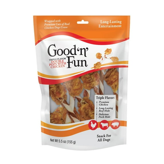 Good 'n' Fun Triple Flavor Double Pops with Chicken, Rawhide Chews for ...
