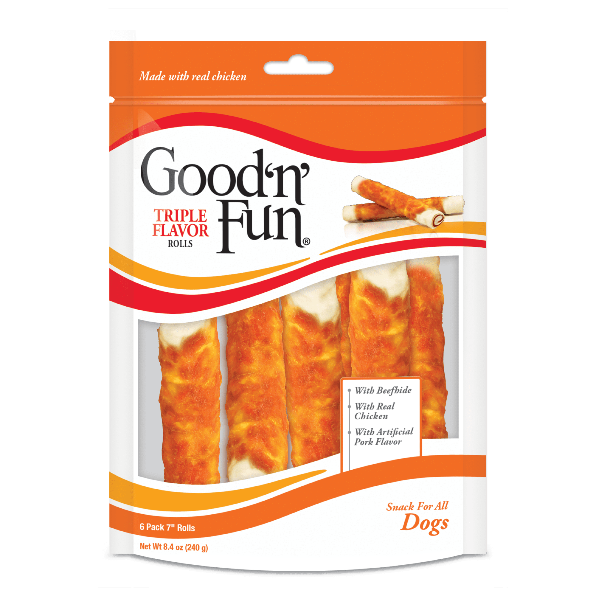 Good 'n' Fun Triple Flavor Rolls Rawhide Dog Chews, 6 Treats - Walmart.com
