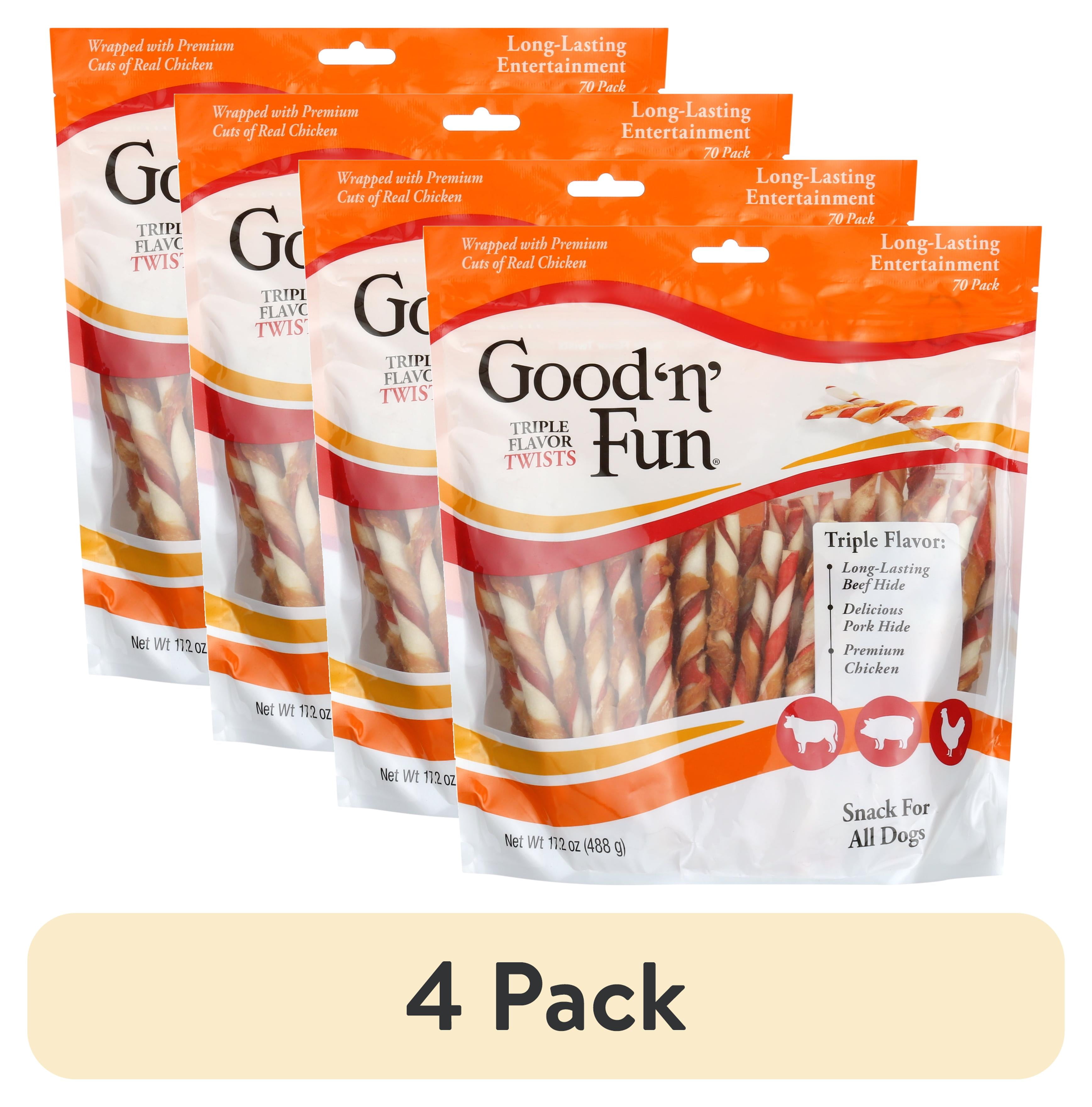 (4 pack) Good 'n' Fun Triple Flavor Twists, Rawhide Chews for All Dogs ...