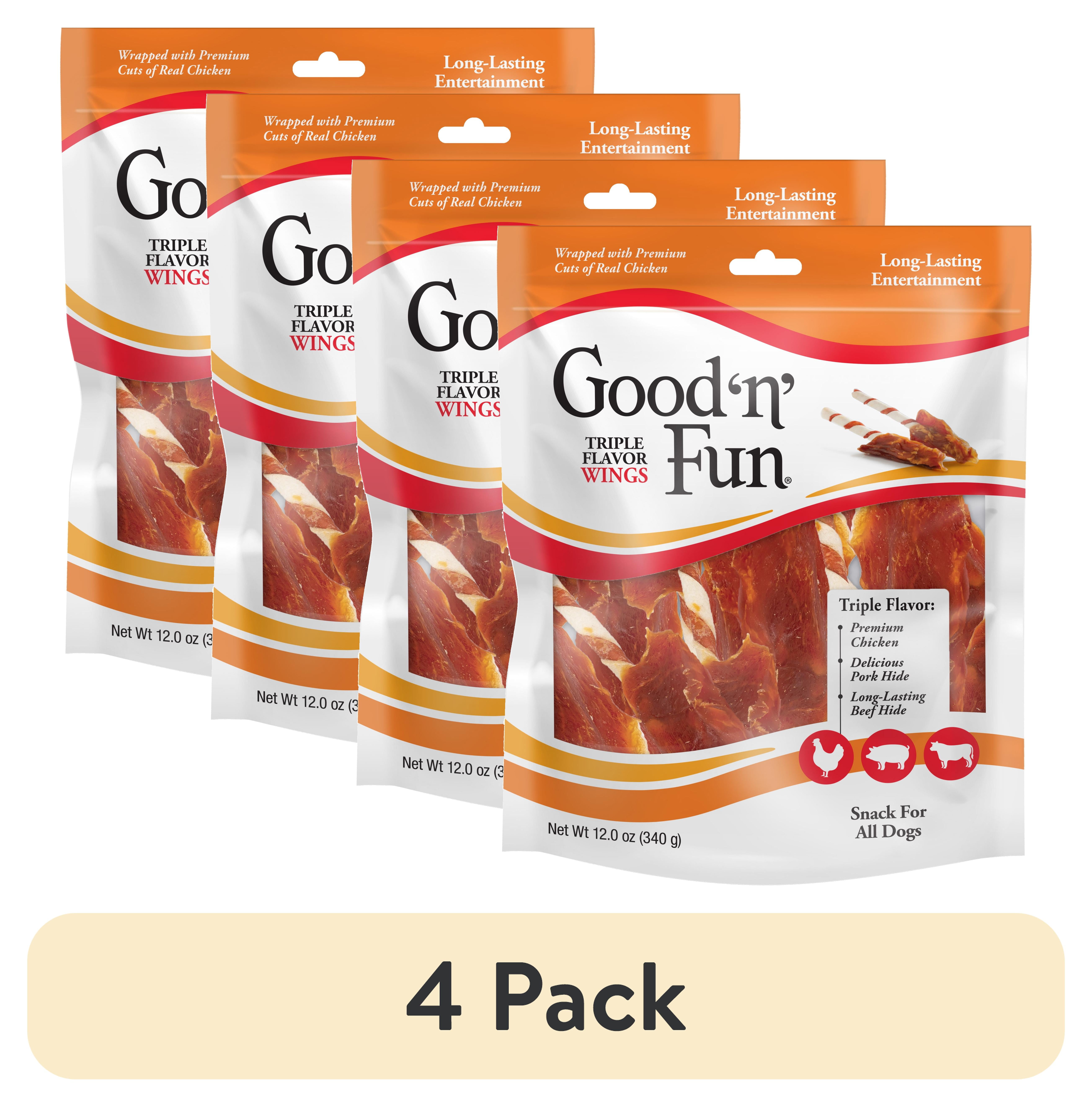 (4 pack) Good 'n' Fun Triple Flavor Wings, Rawhide Chew for All Dogs ...