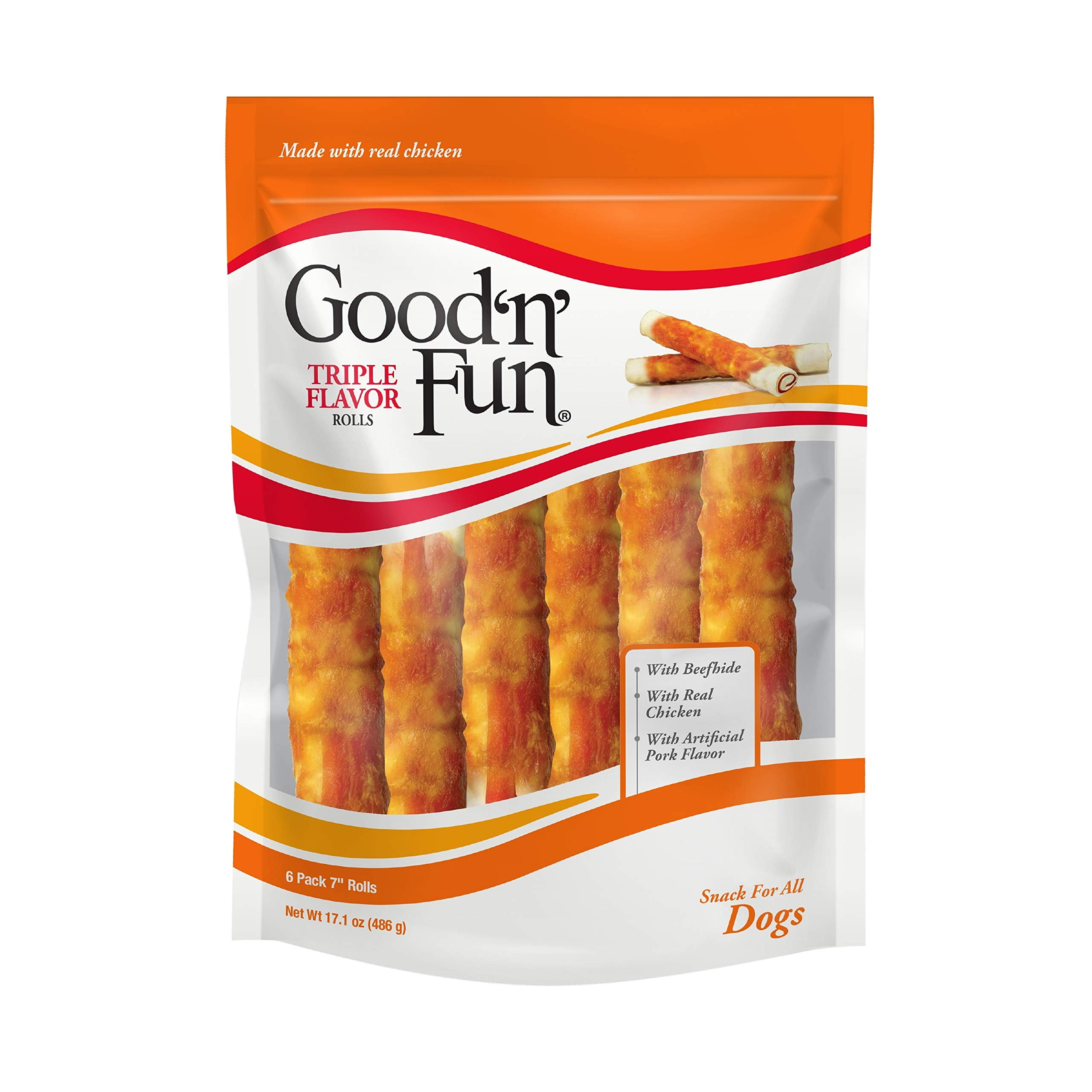 Good ‘n’ Fun Triple STF9 Flavor Rolls for Large Dogs, Treat Your Dog to ...