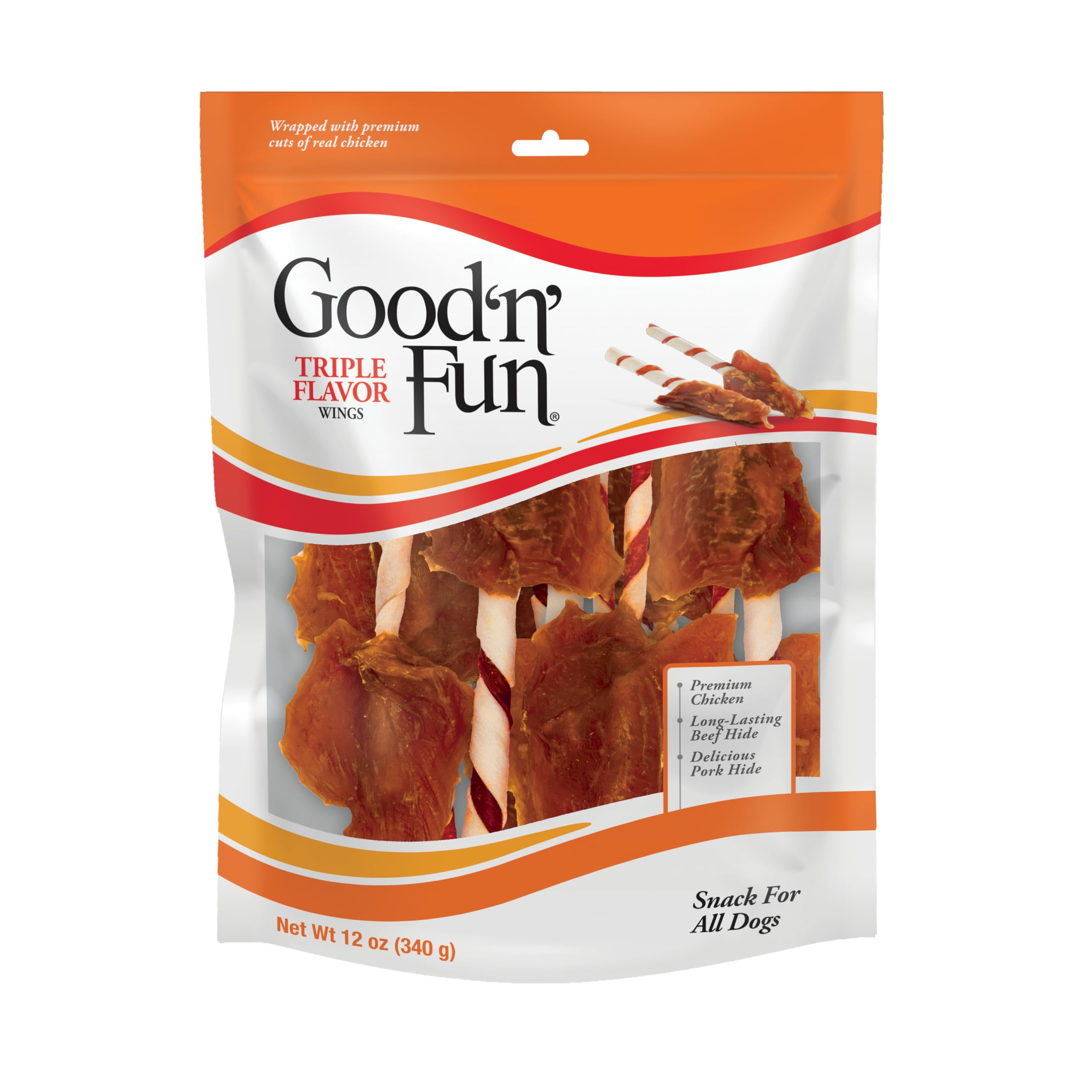 Good ‘n’ Fun Triple TSF6 Flavor Wings Chews for All Dogs, 12 Ounces ...
