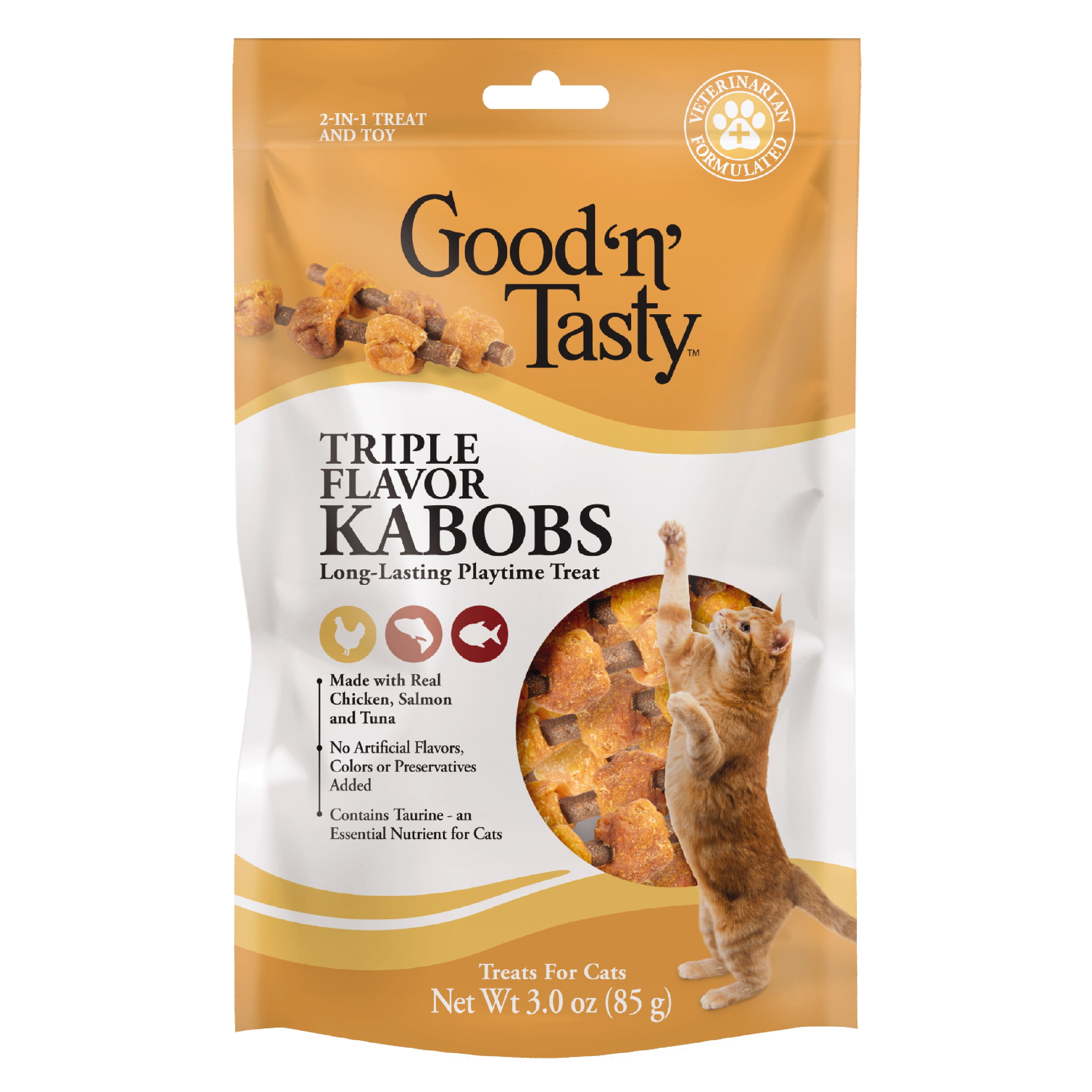 Good 'n' Tasty Chicken, Salmon Cat Treat, Tuna Kabob - 3 oz Bag ...