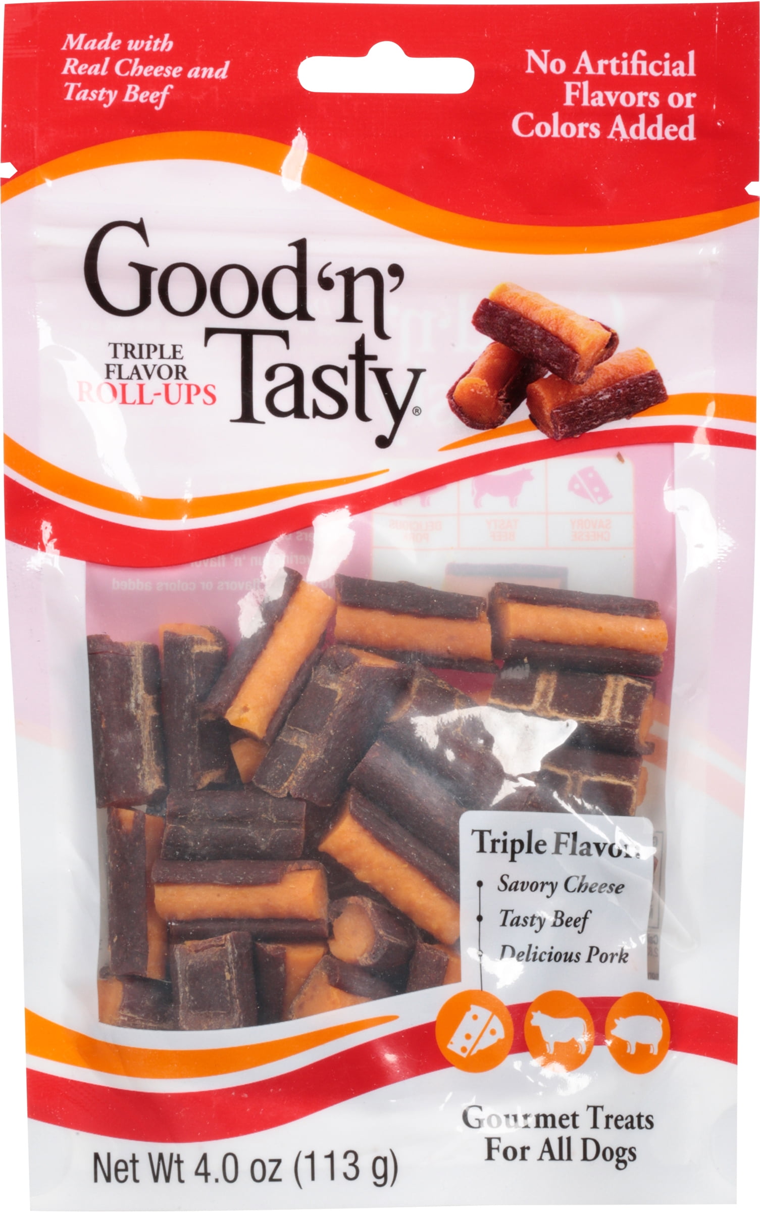 Good 'n' Tasty, Triple Flavor Roll-Ups, Treats for All Dogs, 4 oz ...
