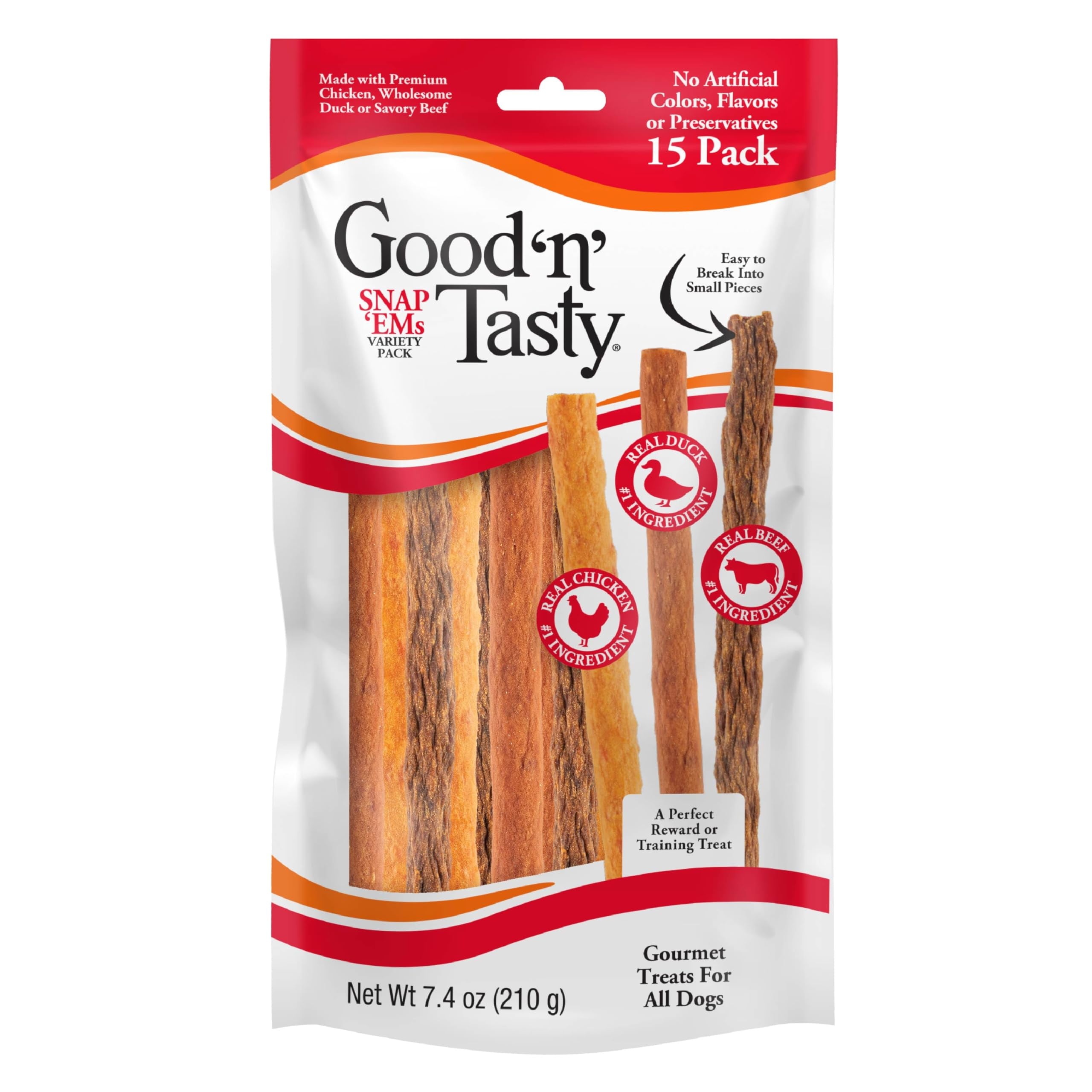 Good 'n' Tasty Triple Flavor Snap ‘Ems Gourmet Treats Variety Pack for ...
