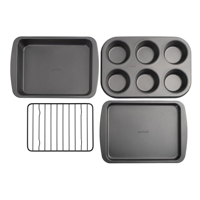 GoodCook 4-Piece Nonstick Steel Toaster Oven Set: Tray, Sheet Pan, Rack ...